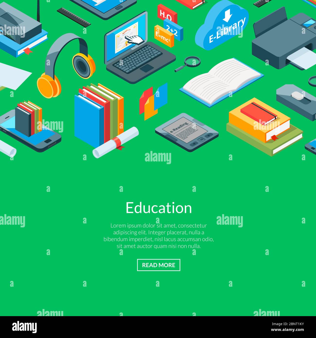Vector isometric online education icons background Stock Vector Image ...