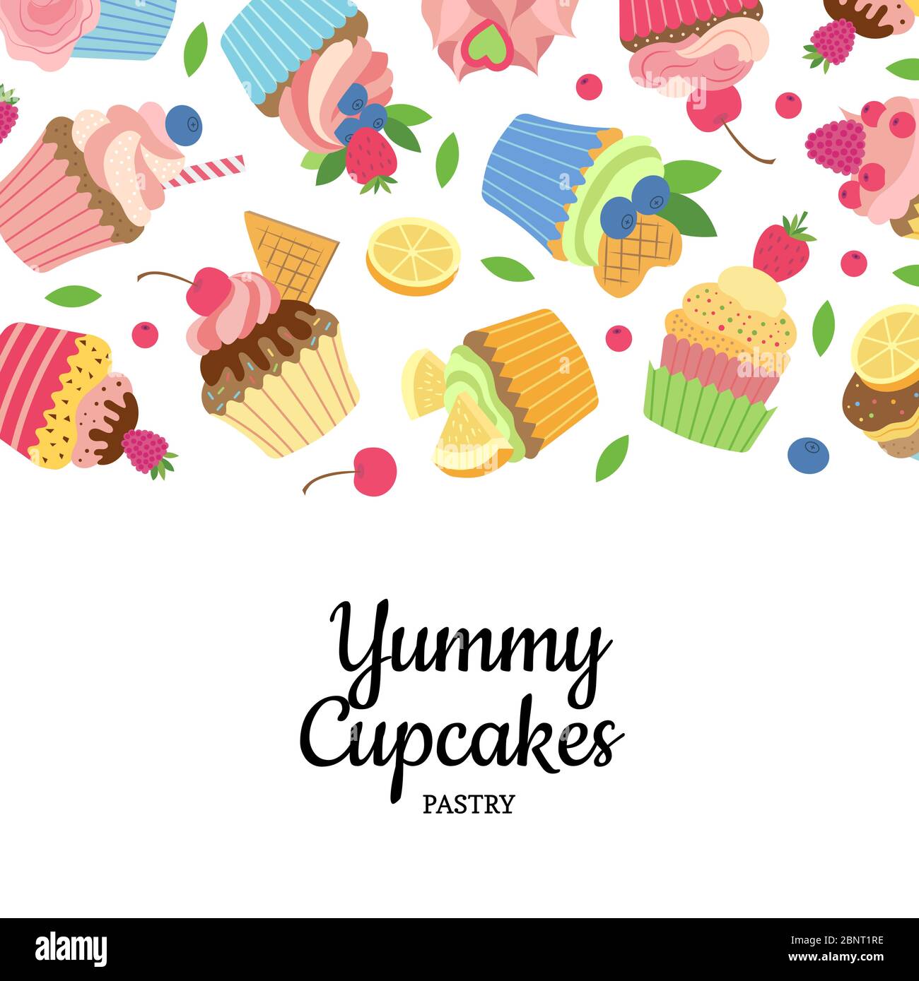 Vector cute cartoon muffins or cupcakes background Stock Vector Image ...