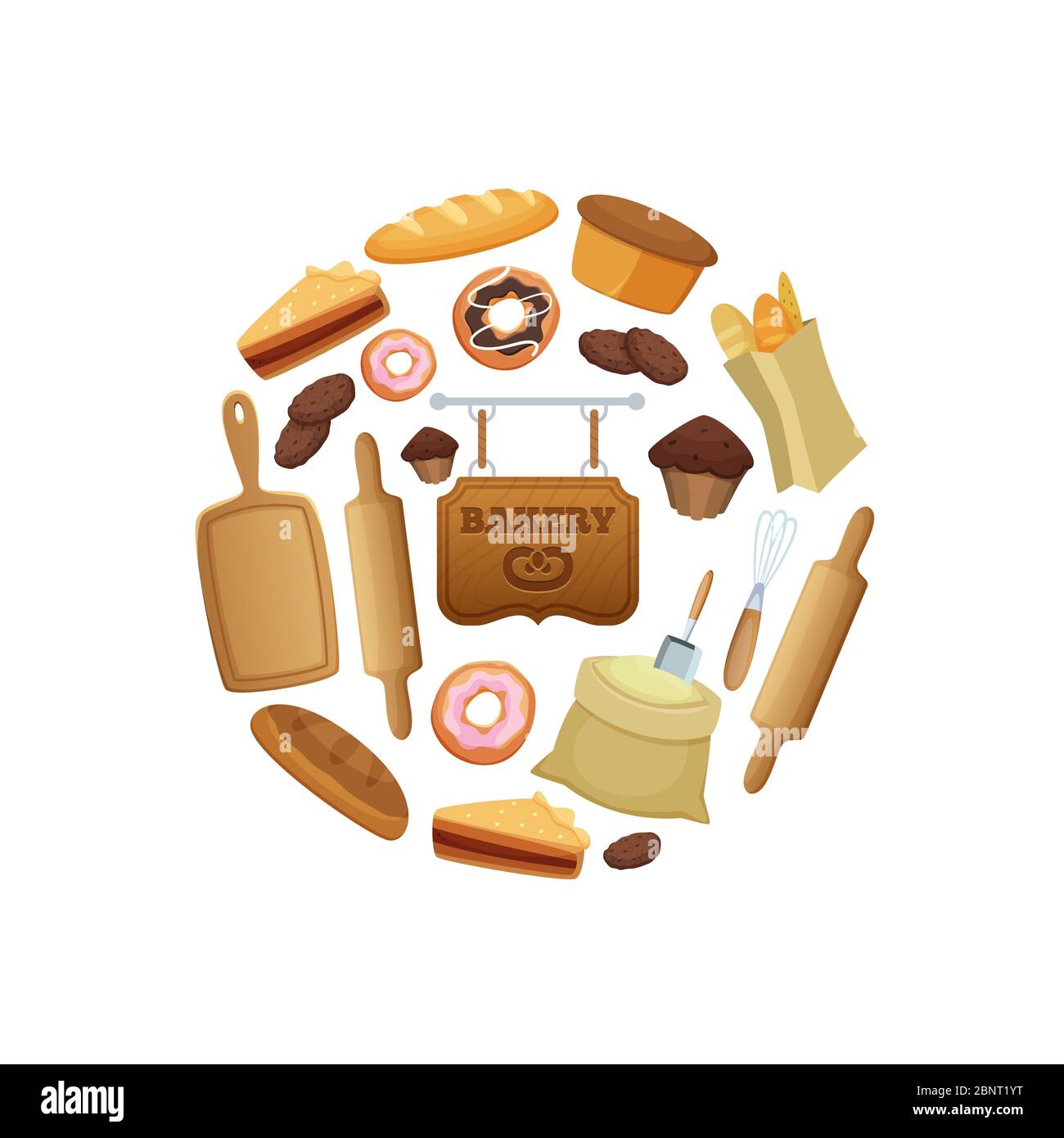 Vector cartoon bakery elements frame with place for text illustration Stock Vector Image & Art ...