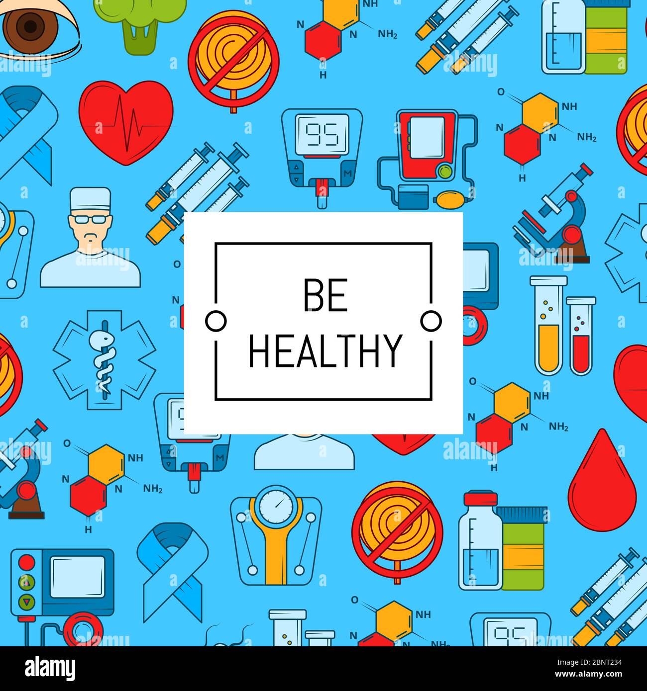 Vector colored diabetes icons background with place for text ...