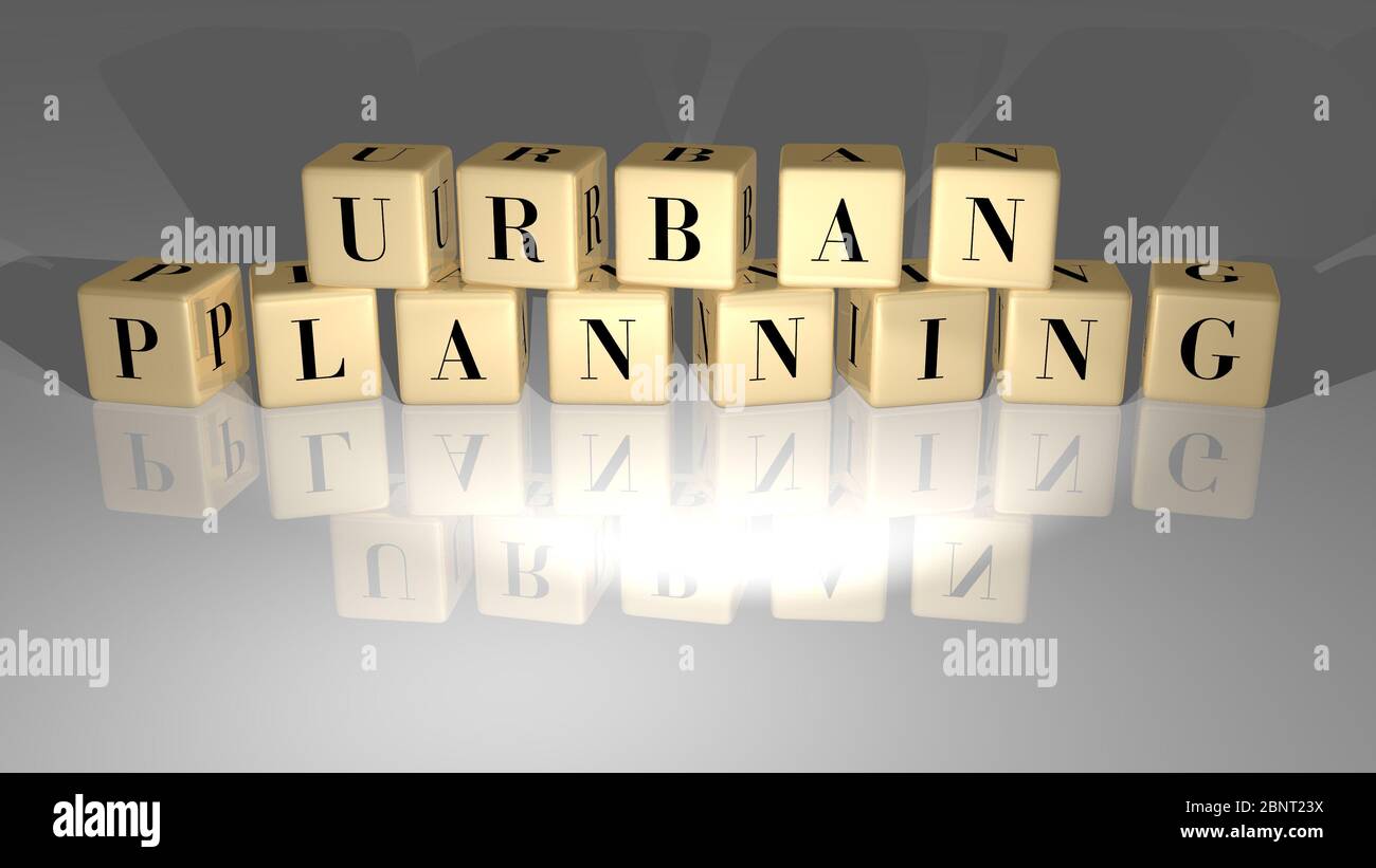 URBAN PLANNING made by golden dice letters and color crossing for the ...