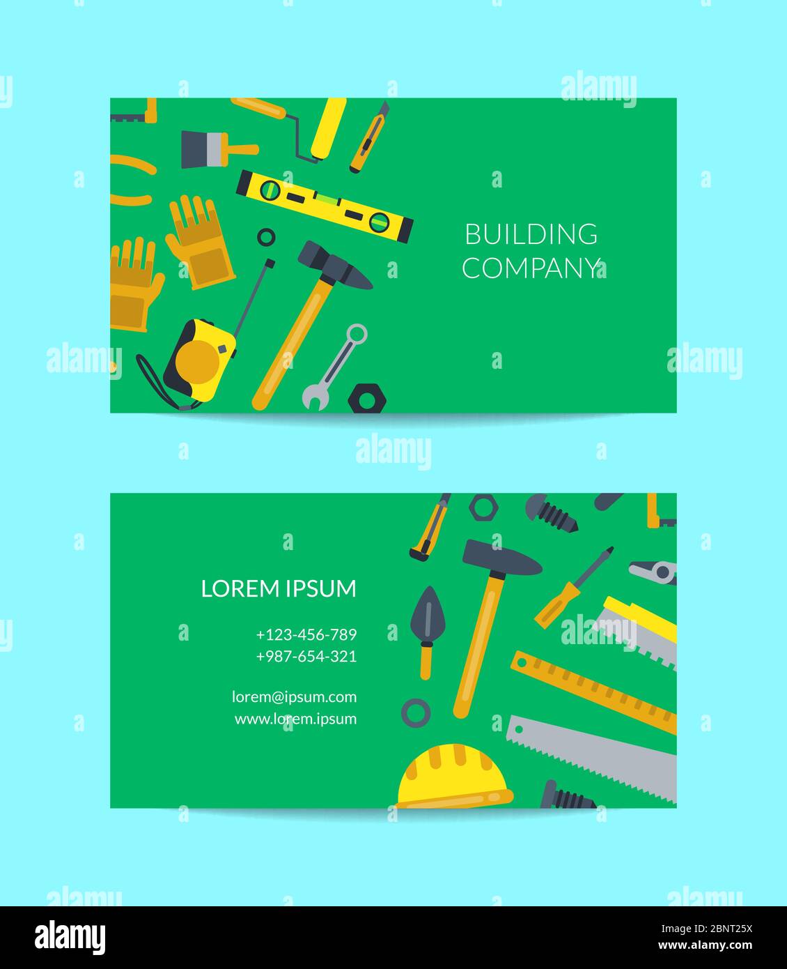 Vector flat construction tools business card Stock Vector Image & Art ...