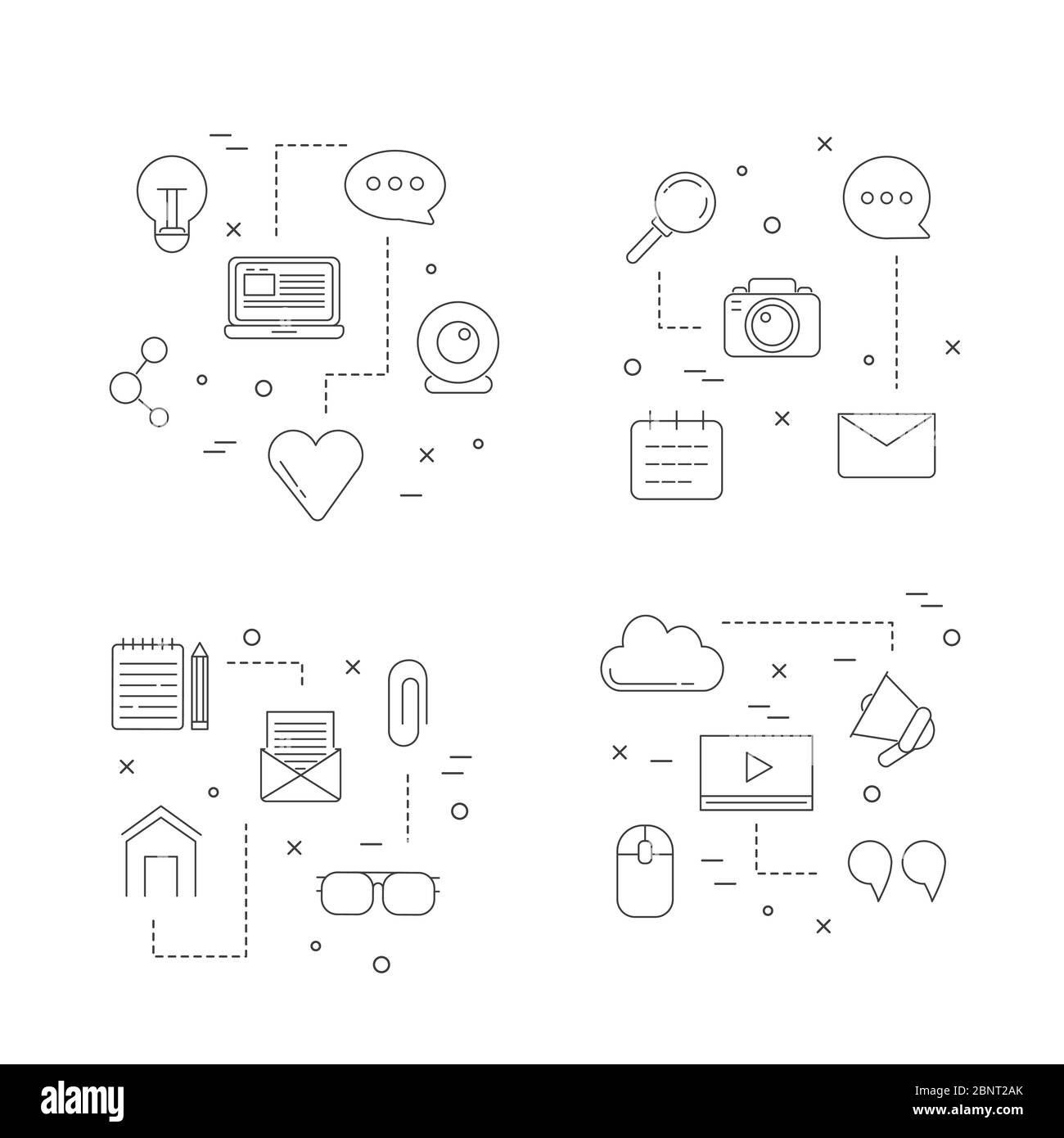 Vector line blog icons infographic concept illustration Stock Vector ...
