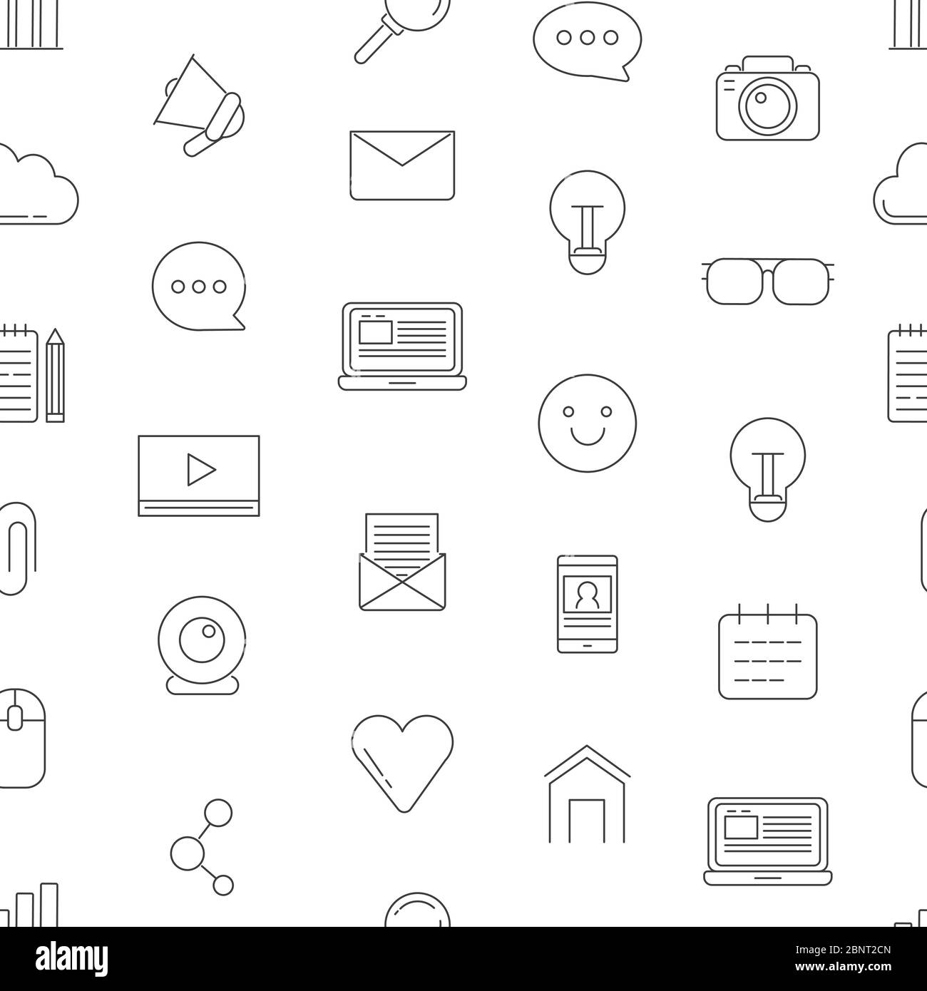 Vector line blog icons pattern or background illustration Stock Vector ...