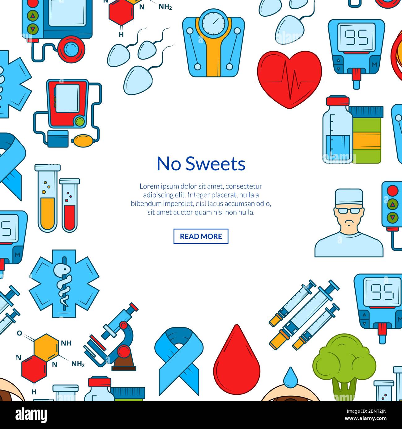 Vector colored diabetes icons with place for text Stock Vector Image ...