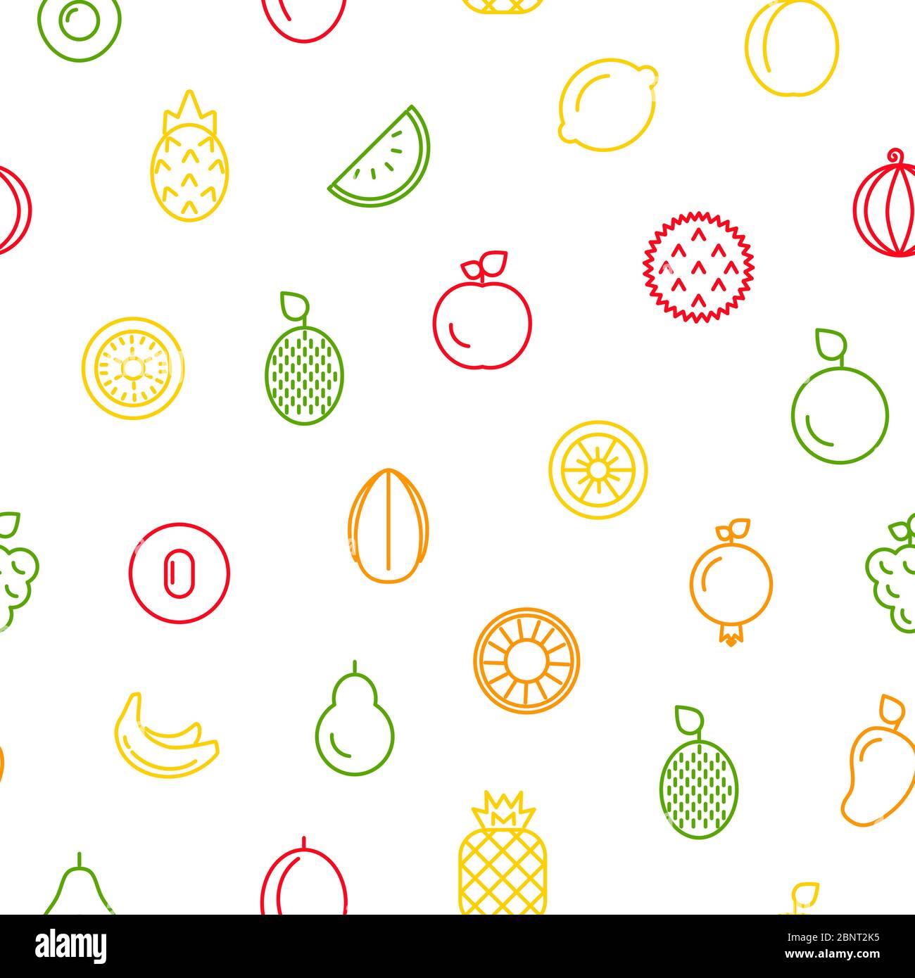 Vector line fruits icons pattern or background illustration Stock ...
