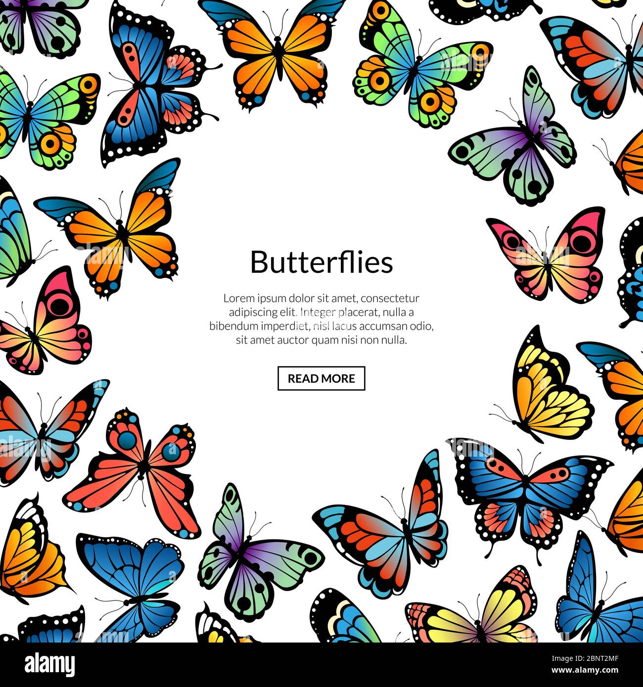Vector decorative butterflies background illustration, banner and ...