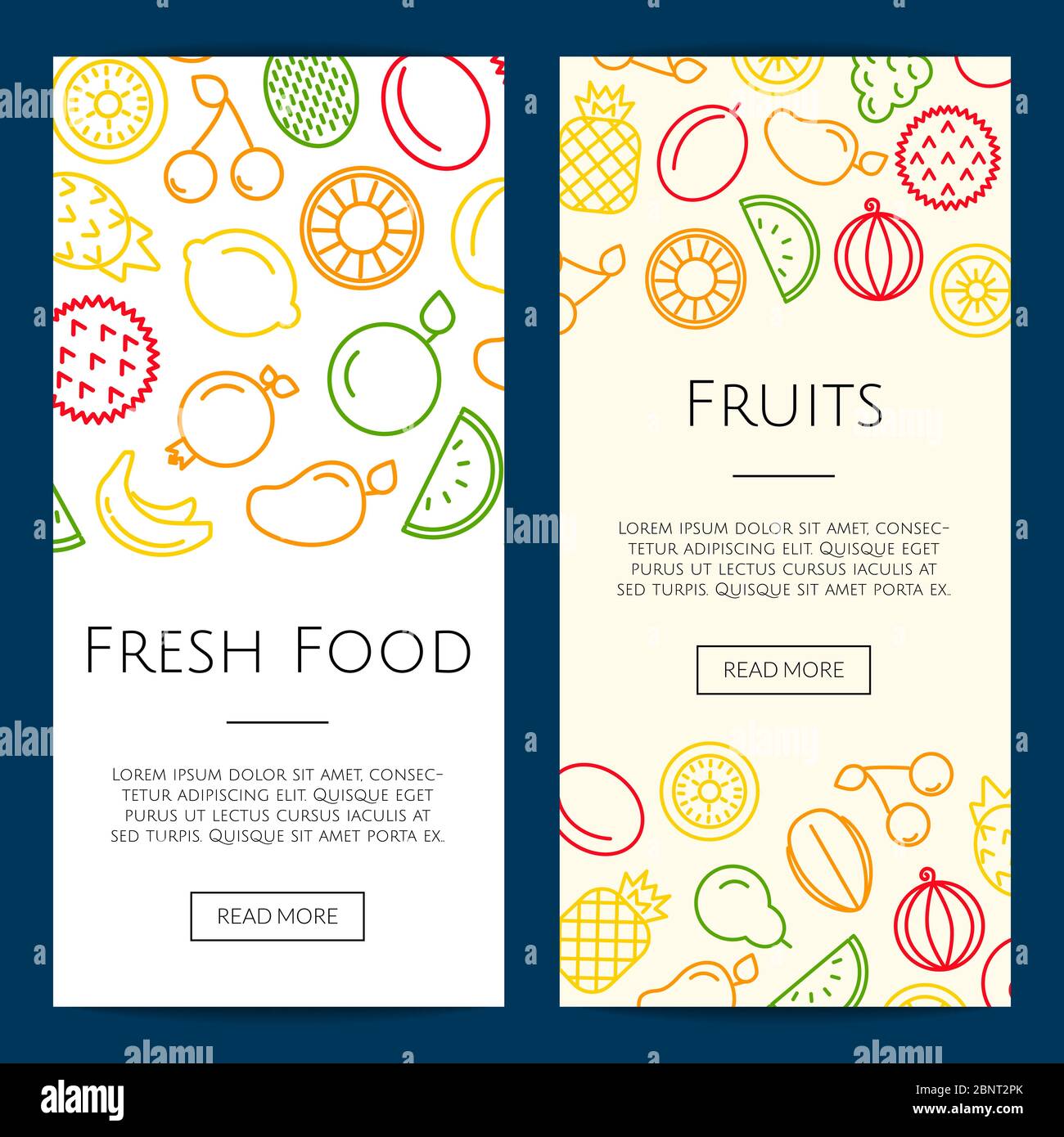 Vector line fruits icons web banner templates illustration Stock Vector ...
