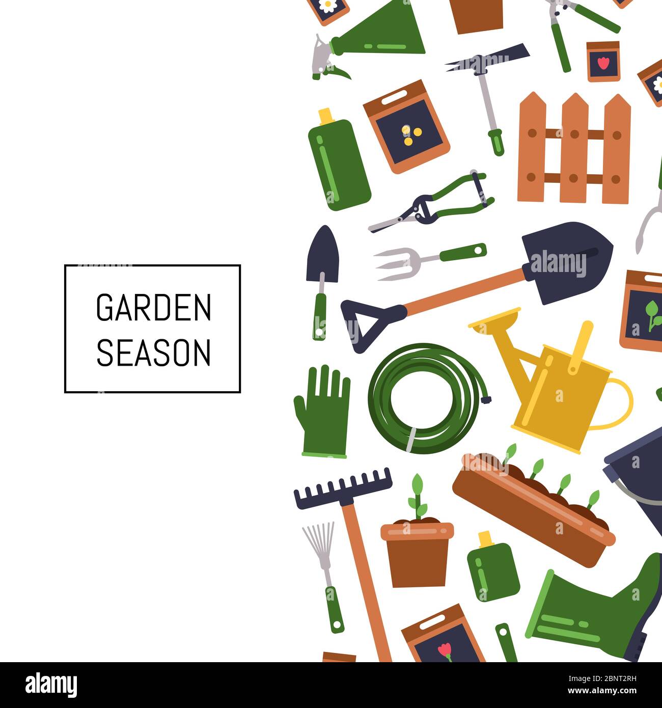 Vector flat gardening icons background illustration Stock Vector Image ...
