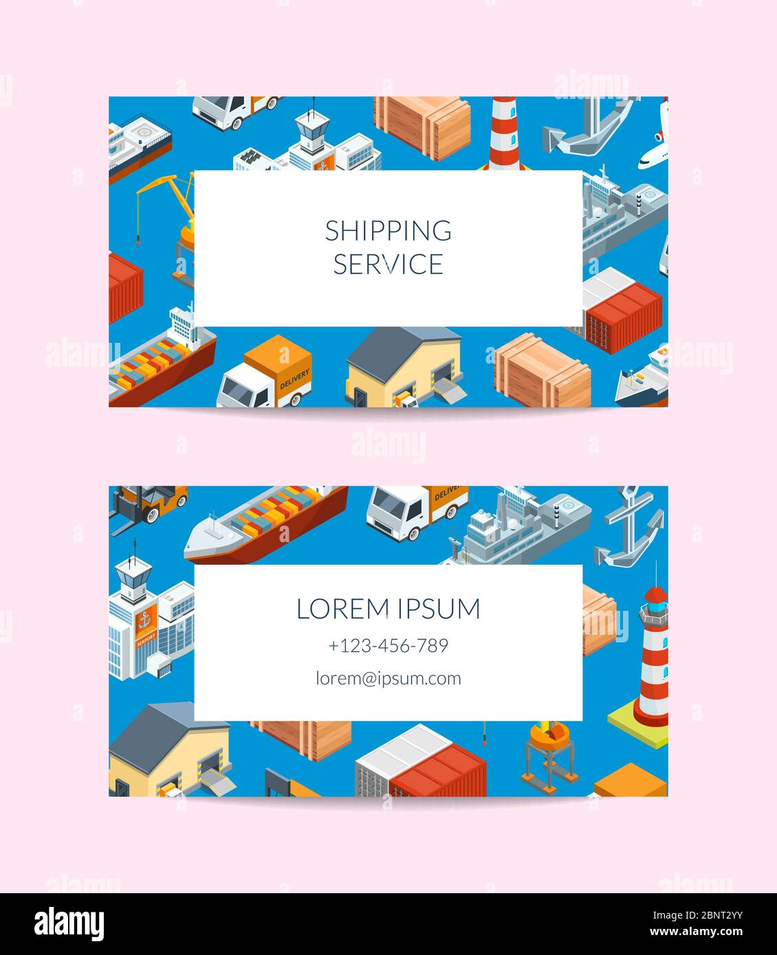 Vector marine logistics company business card set Stock Vector Image ...
