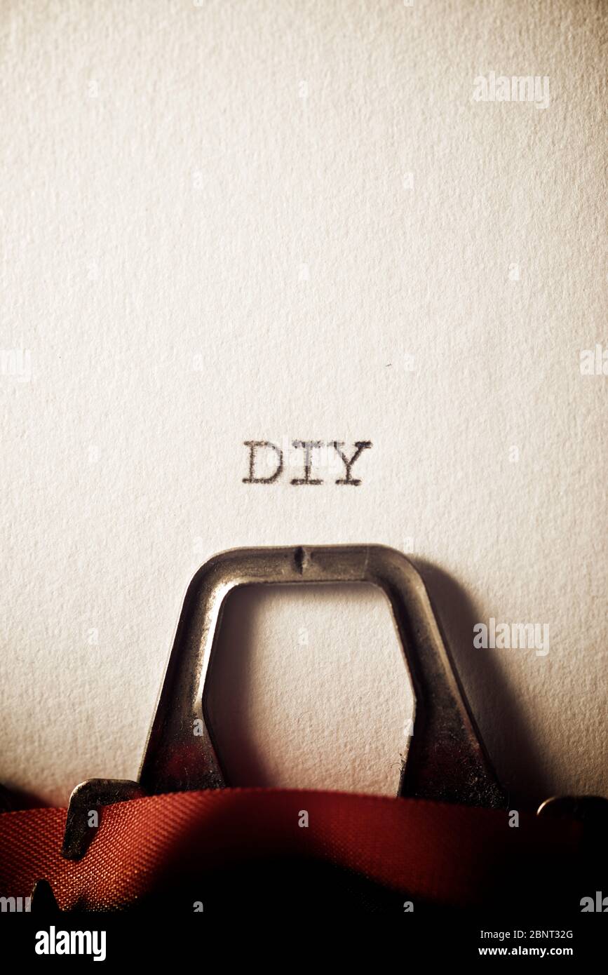 The word DIY written with a typewriter Stock Photo - Alamy