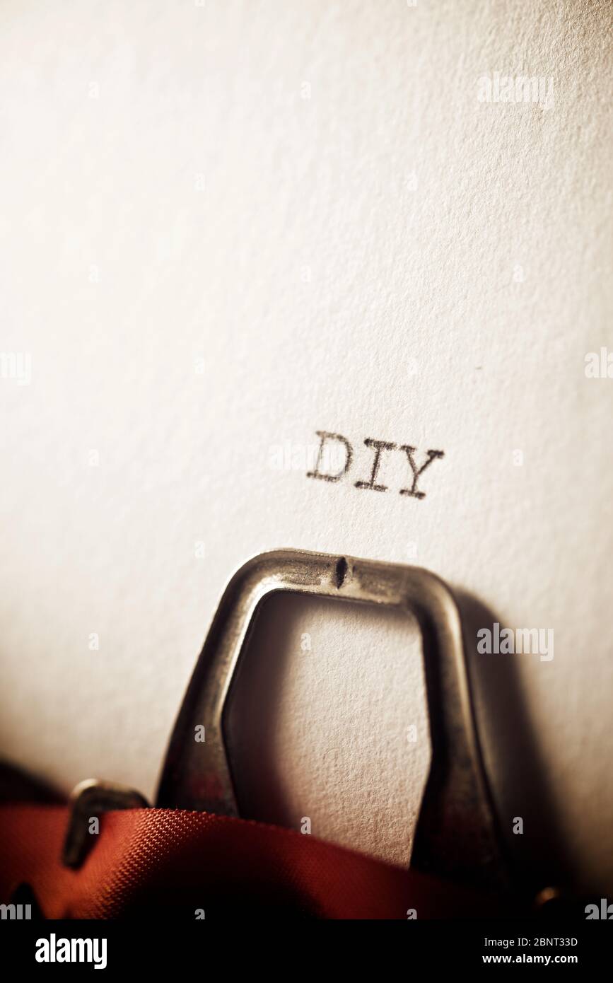 The word DIY written with a typewriter Stock Photo - Alamy