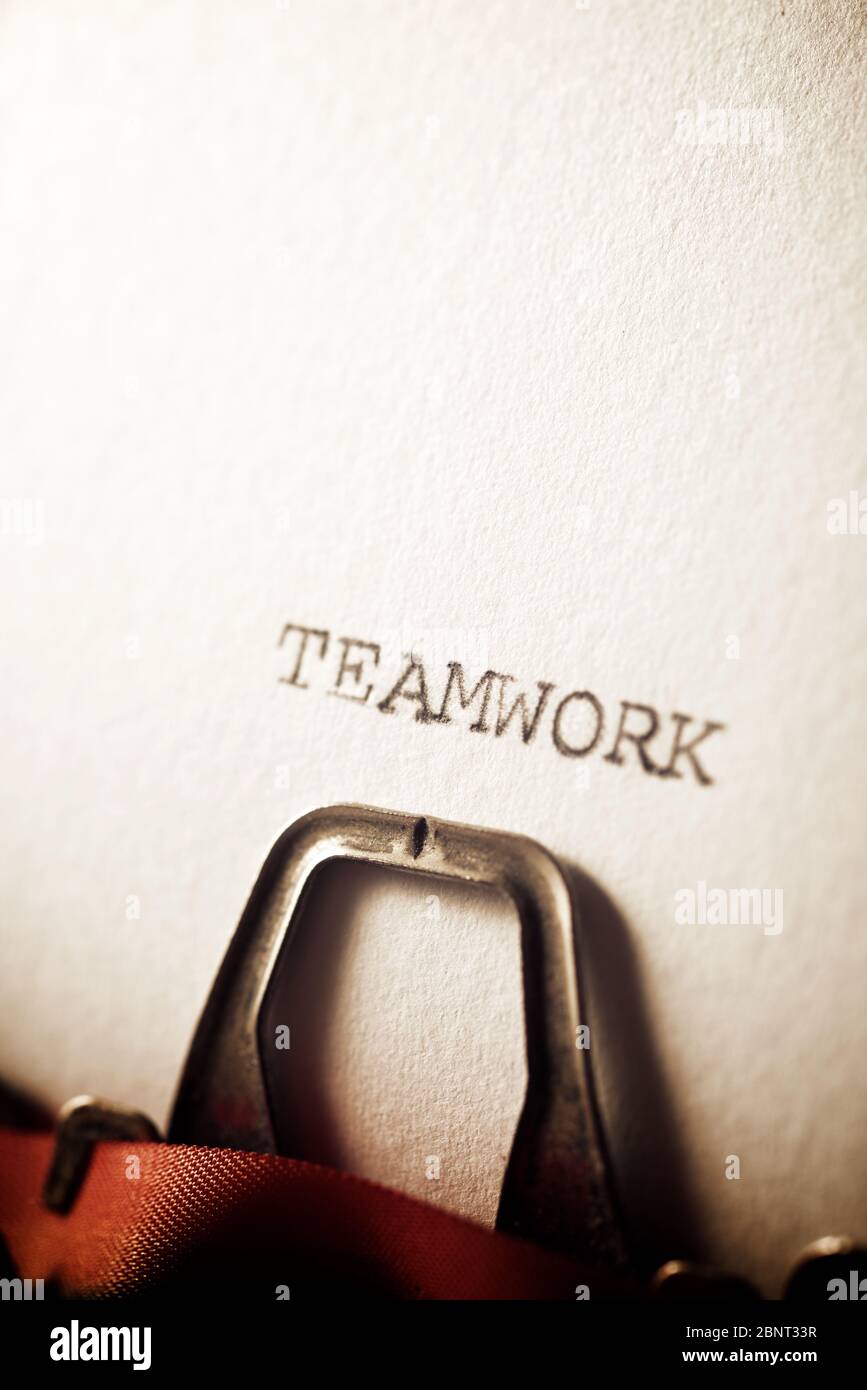 The word Teamwork written with a typewriter Stock Photo - Alamy