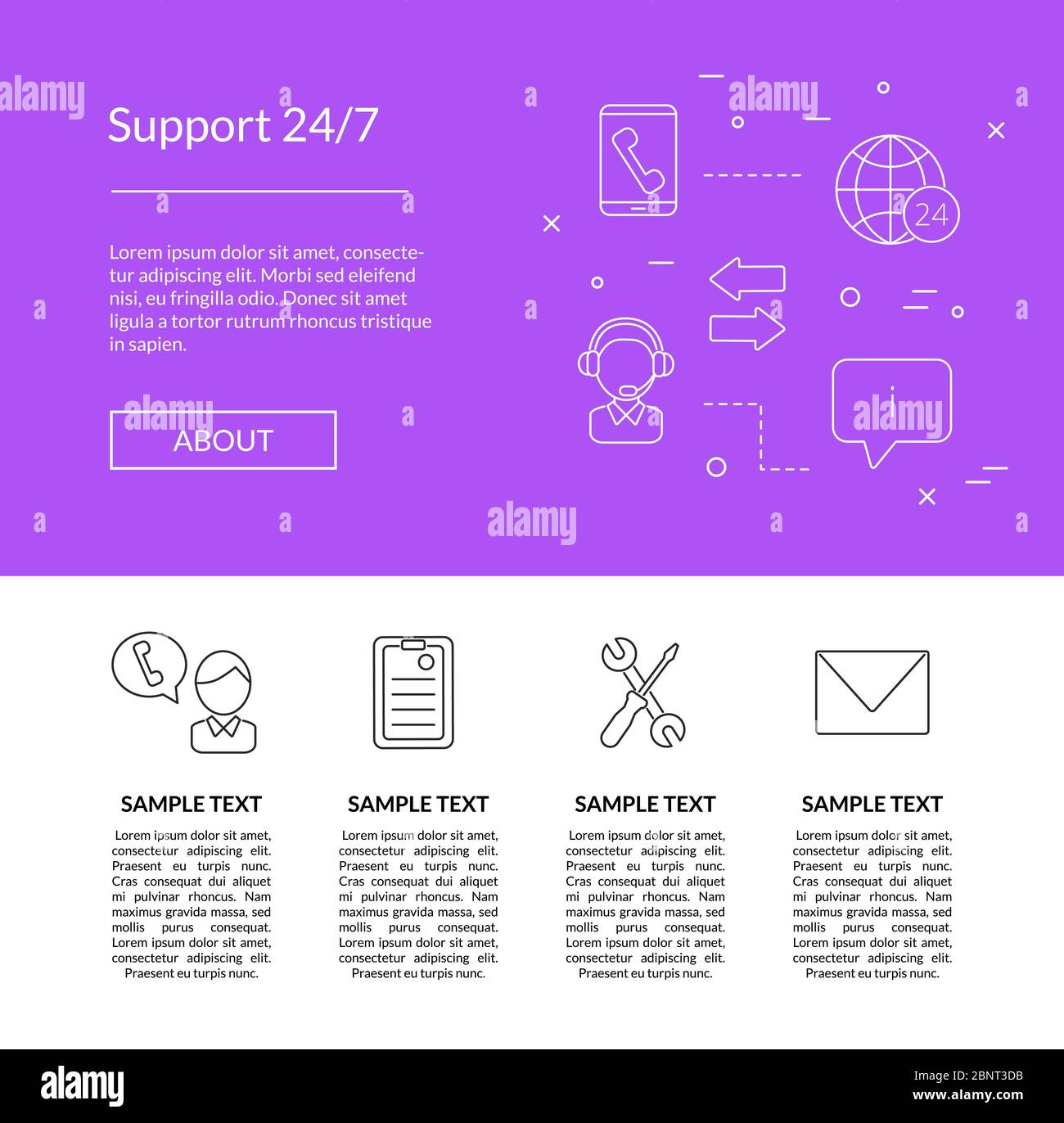 Vector line call support center icons linear Stock Vector Image & Art ...