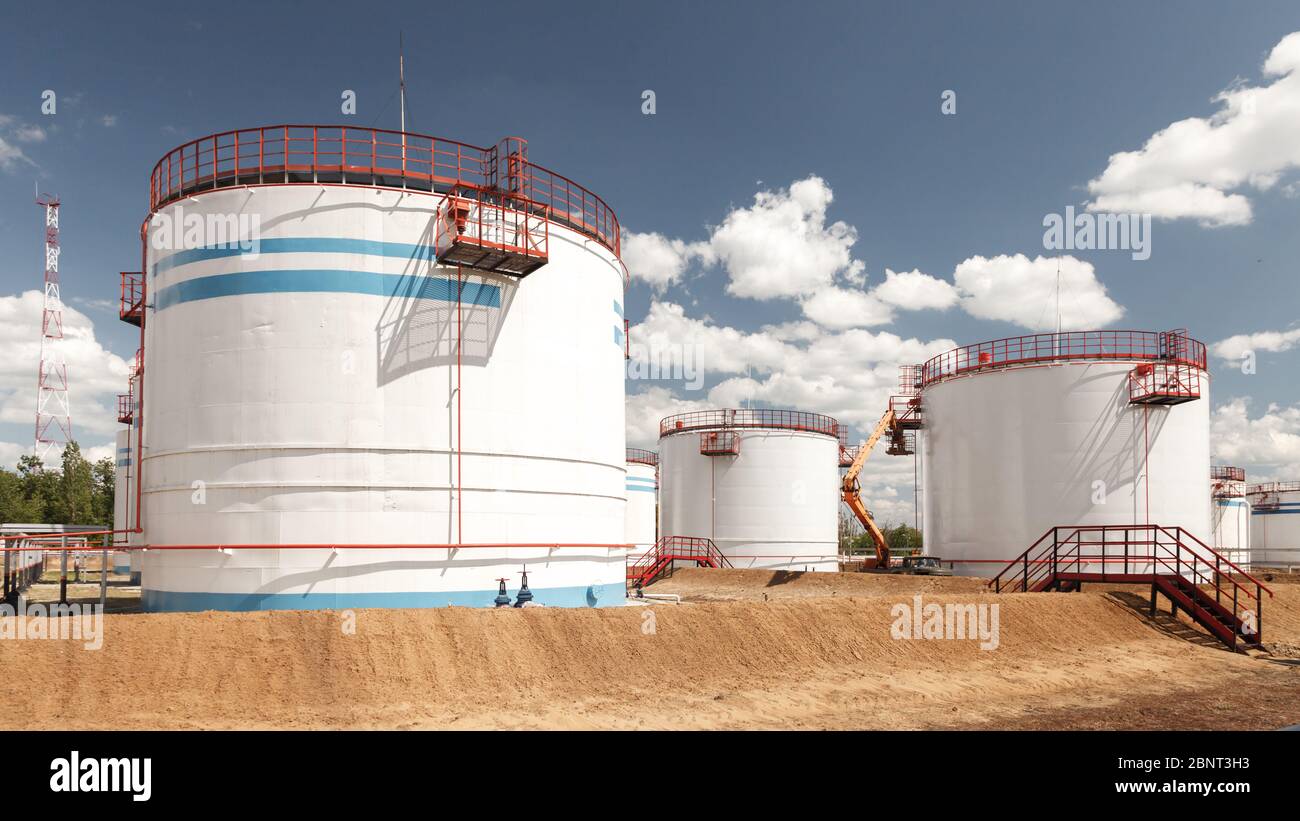 Oil industry. Oil Storage Tanks for petroleum products at the refinery ...