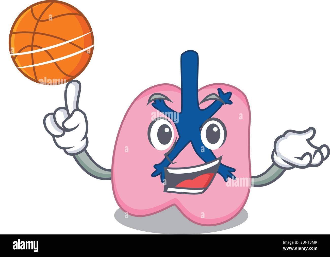 Sporty cartoon mascot design of lung with basketball Stock Vector Image ...
