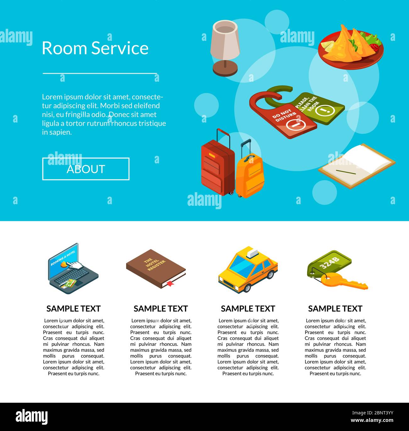 Vector hotel icons page illustration. Hotels services concept Stock ...