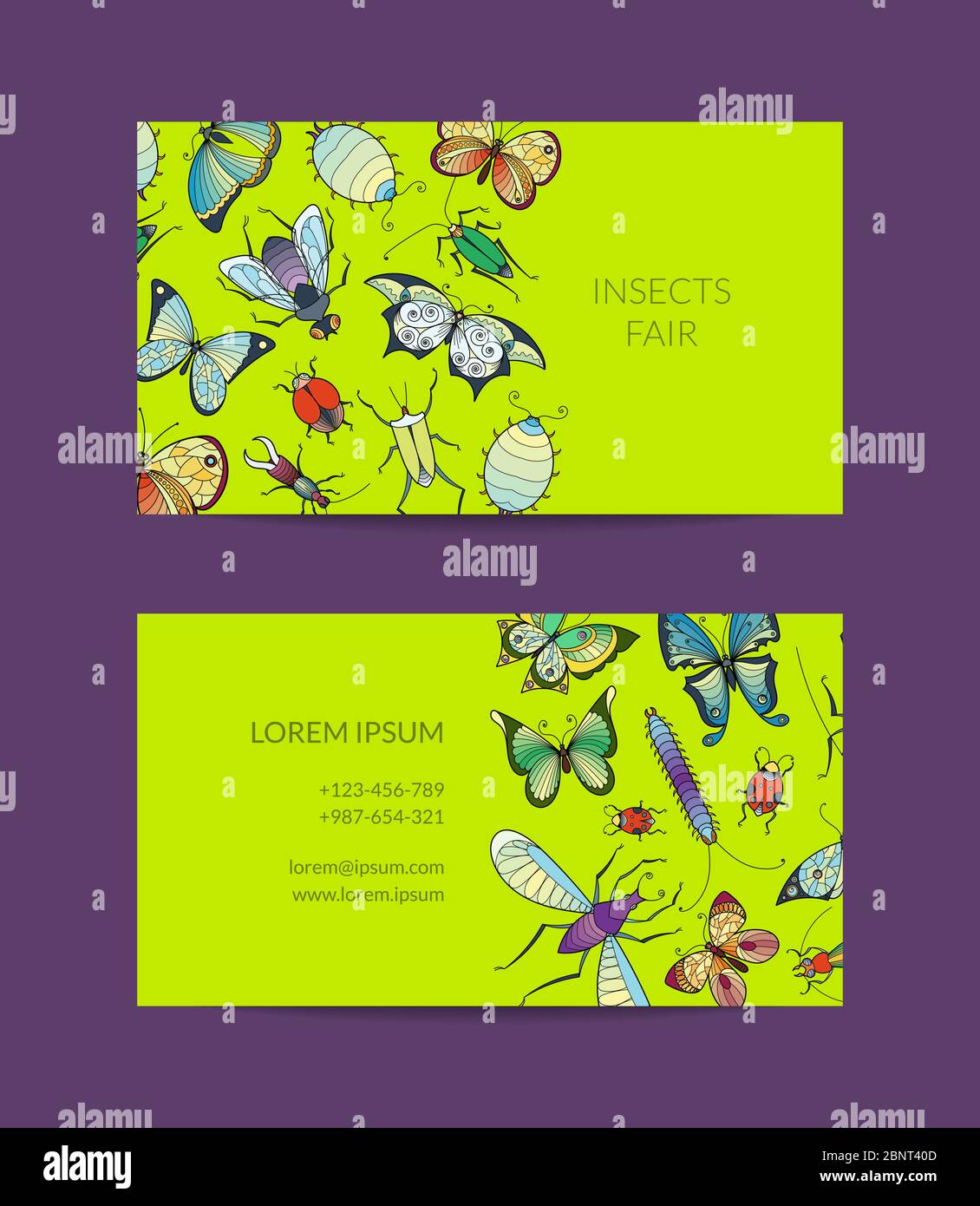 Vector hand drawn insects business card isolated Stock Vector Image ...