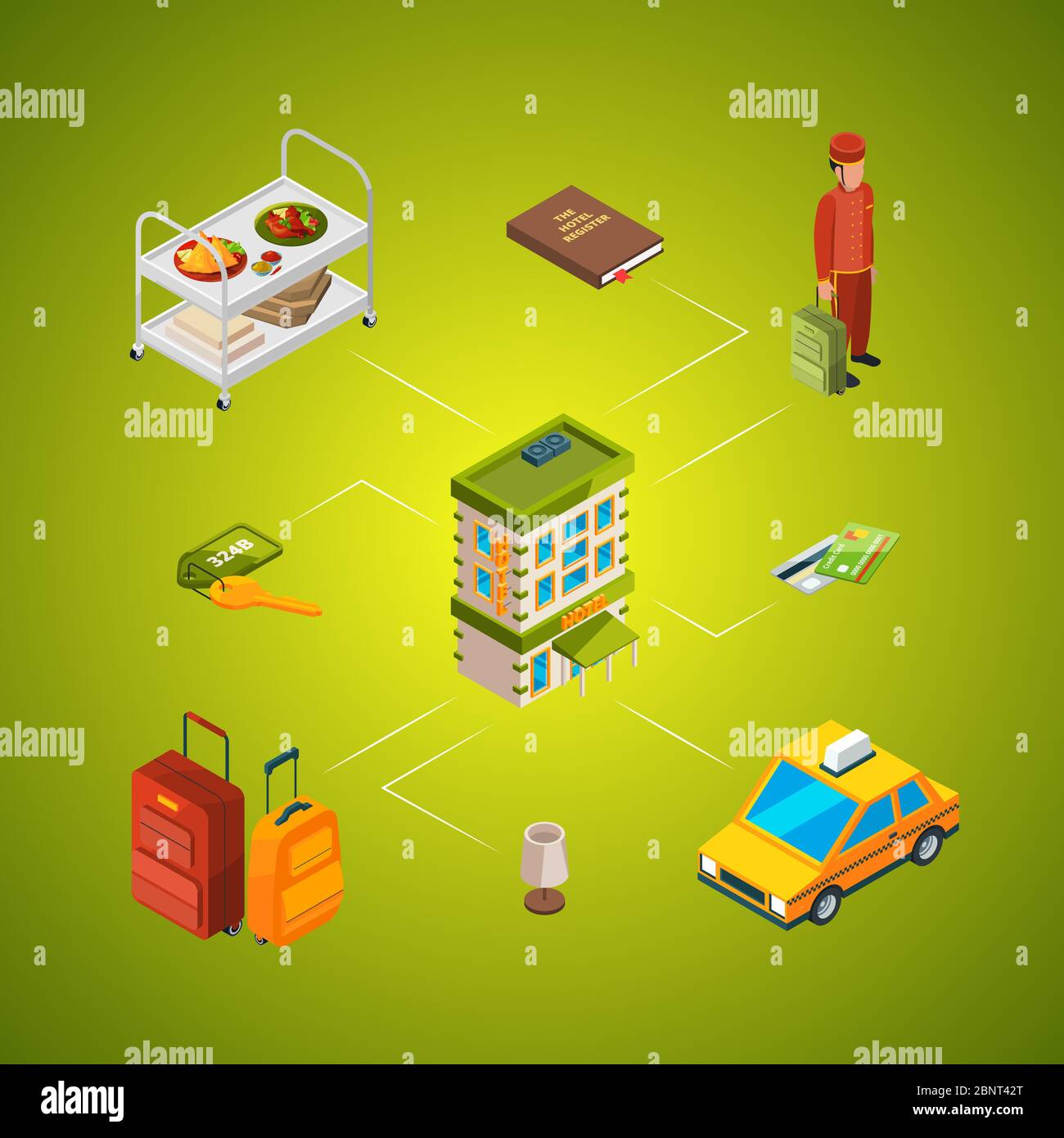 Vector isometric hotel icons infographic concept illustration Stock ...