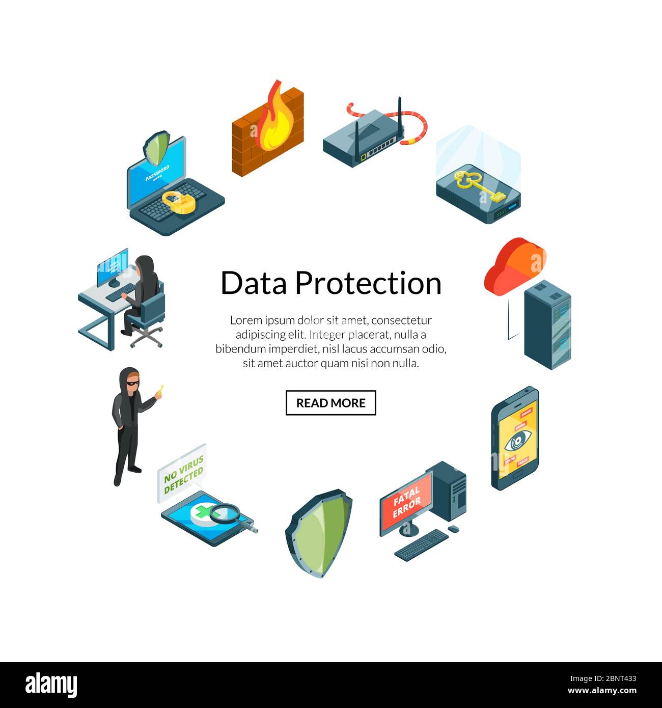 Vector isometric data and computer safety icons Stock Vector Image ...