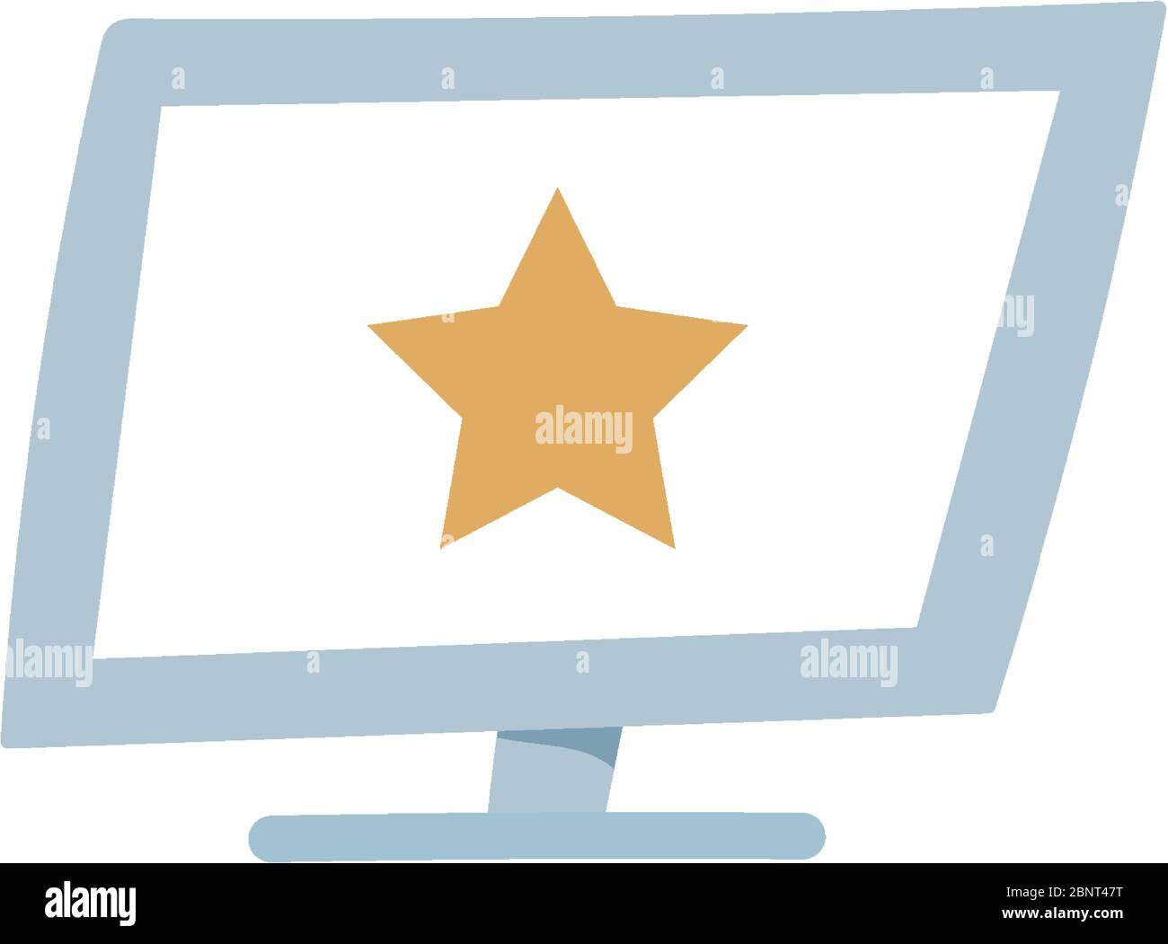 computer with star in screen device isolated icon design vector ...