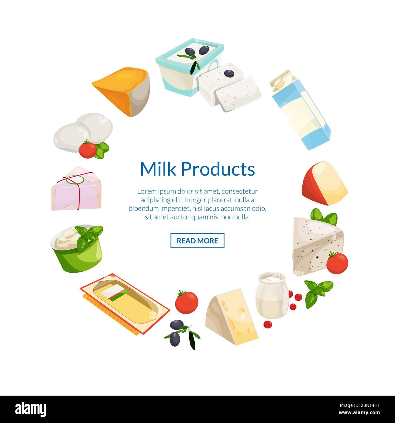 Vector cartoon dairy and cheese products in circle Stock Vector Image ...