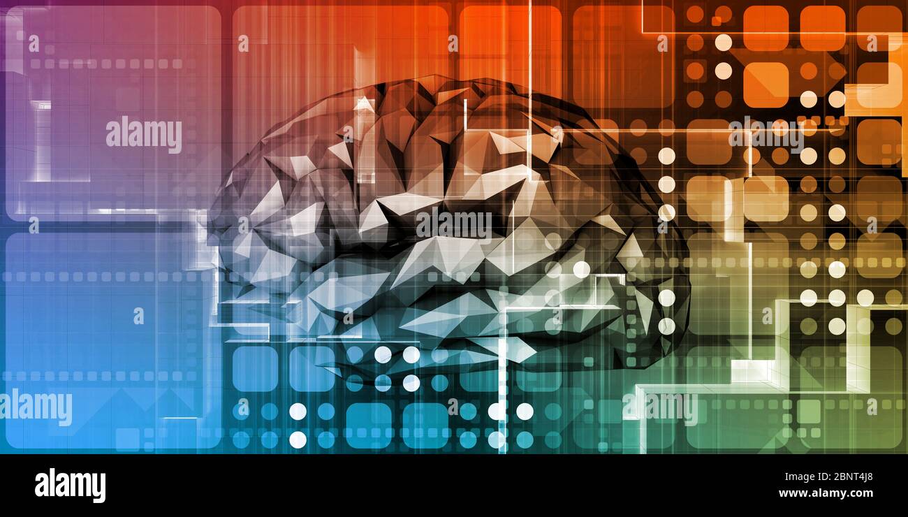 Virtual Brain and Self Processing Technology Concept Art Stock Photo ...