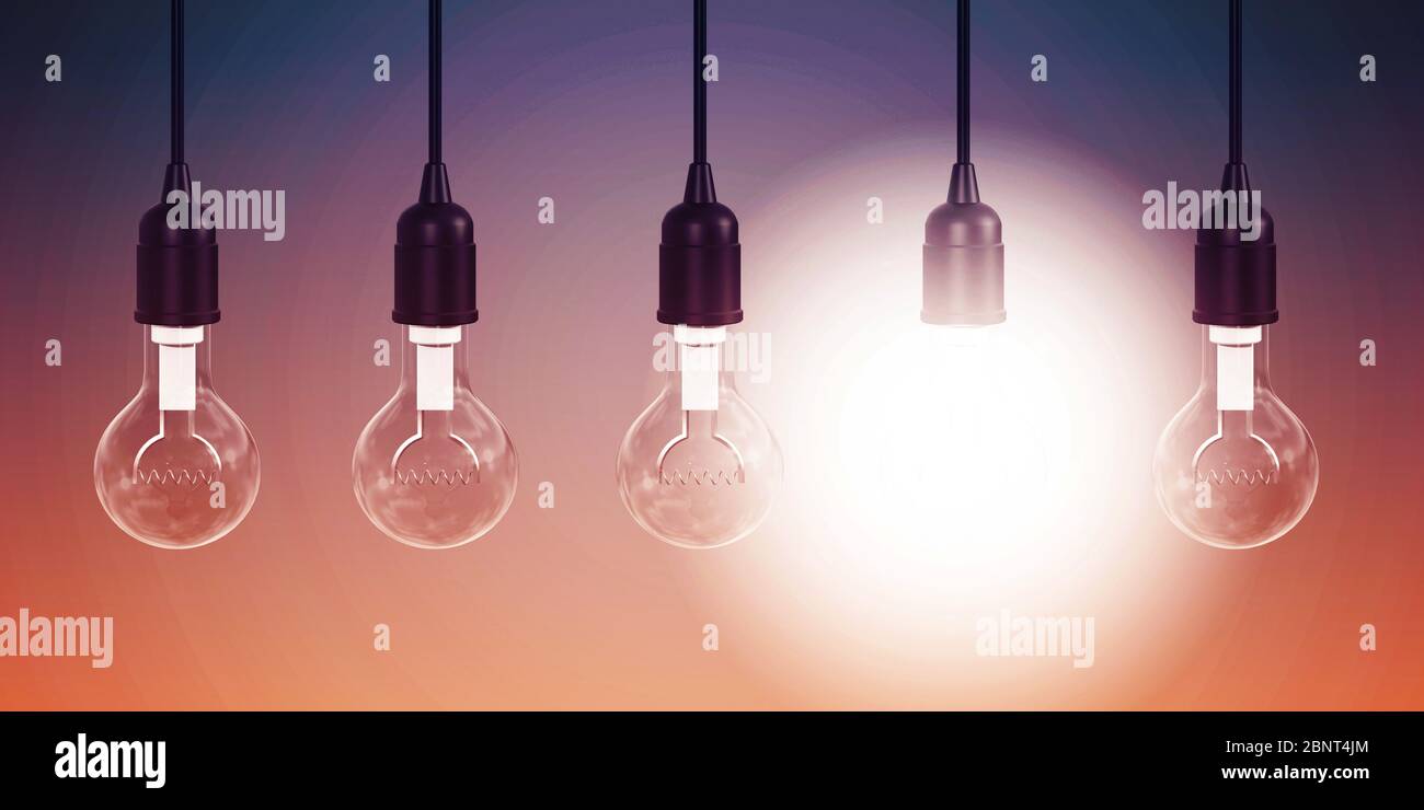 Row of lit lightbulbs hi-res stock photography and images - Alamy