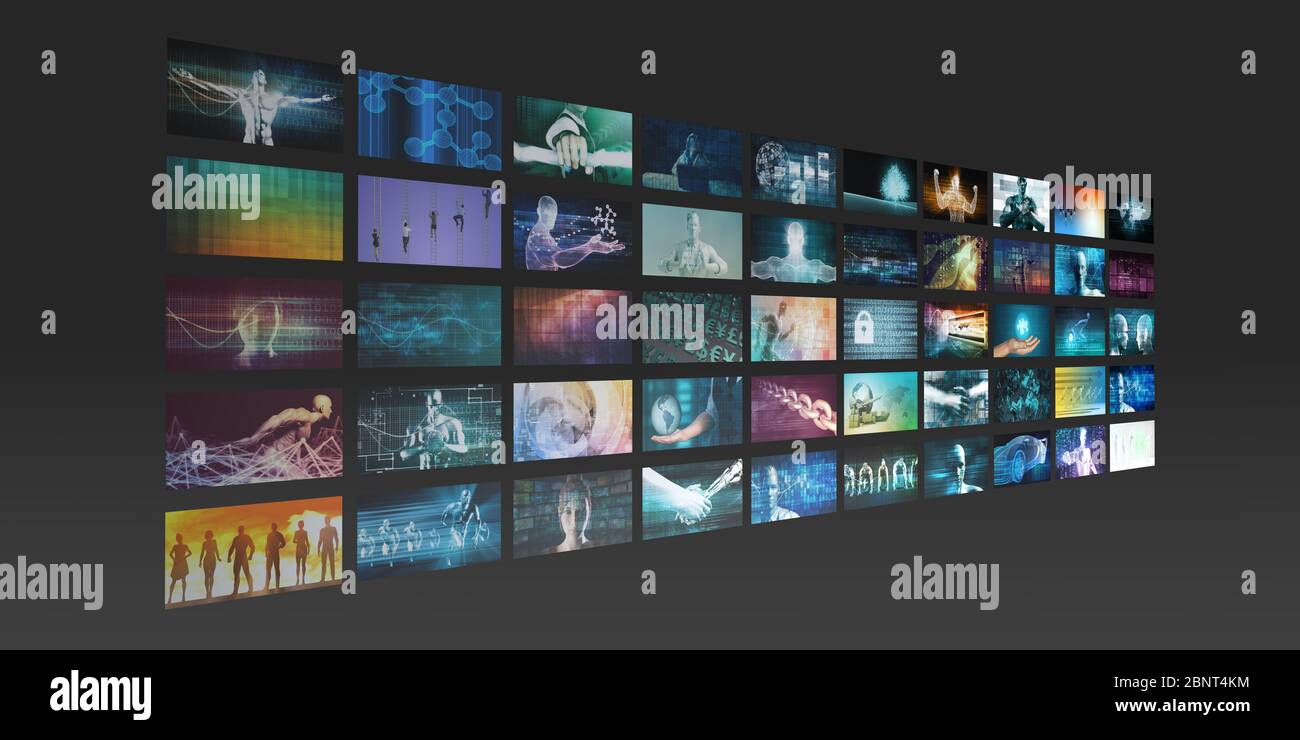 Digital Gallery Video Wall as a Futuristic Concept Stock Photo - Alamy