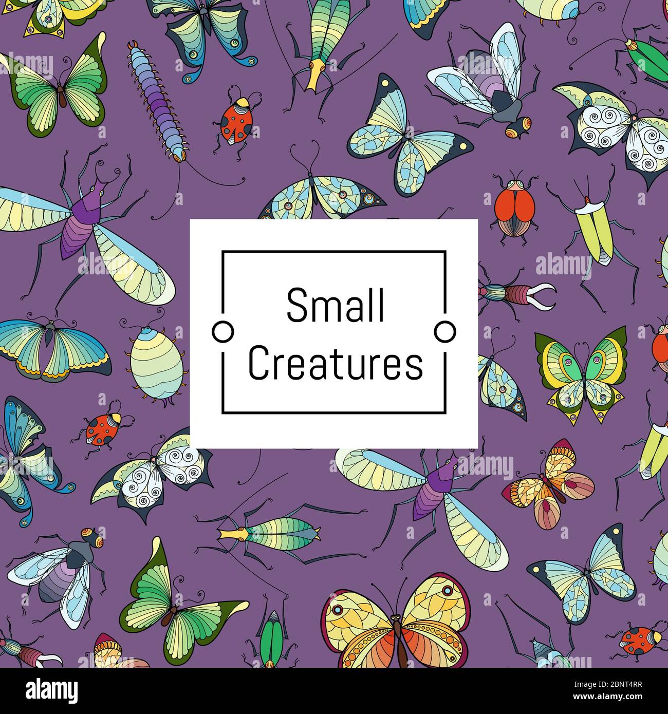 Vector hand drawn insects background with place for text illustration ...
