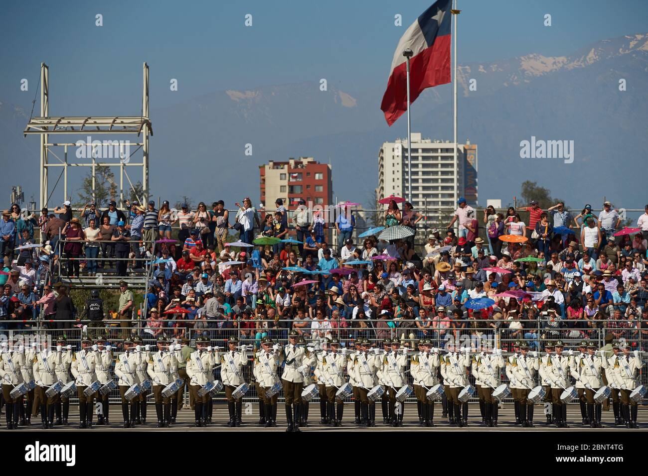 March past by the Carabinero at the annual military parade as part of ...