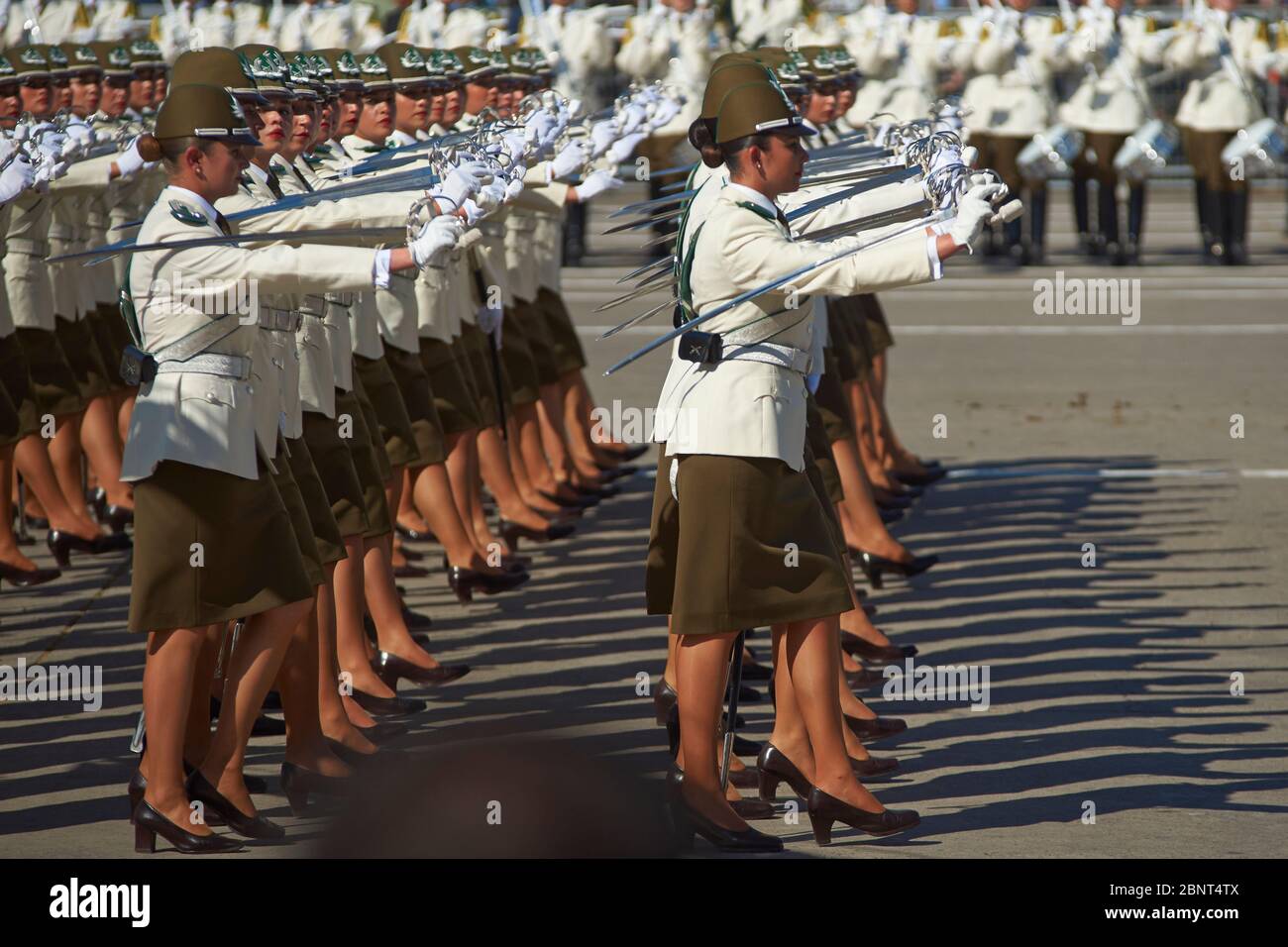 March past by the Carabinero at the annual military parade as part of ...