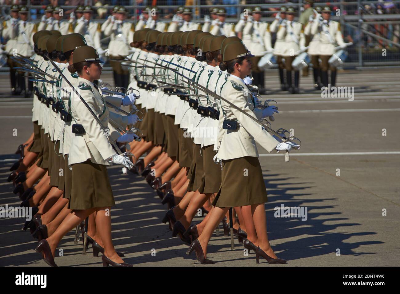 March past by the Carabinero at the annual military parade as part of ...