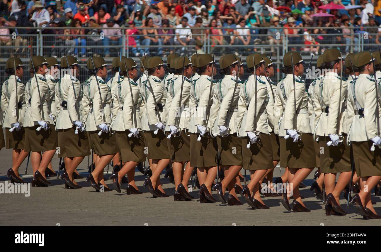 March past by the Carabinero at the annual military parade as part of ...