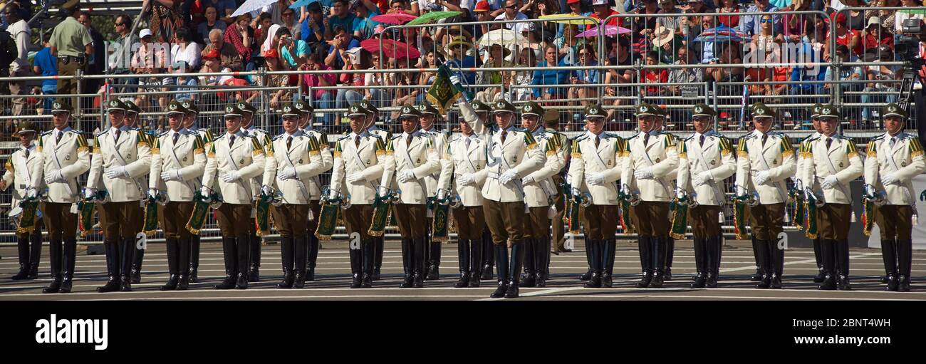 March past by the Carabinero at the annual military parade as part of ...
