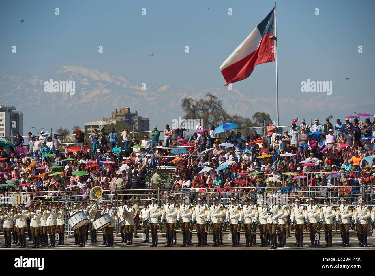 March past by the Carabinero at the annual military parade as part of ...