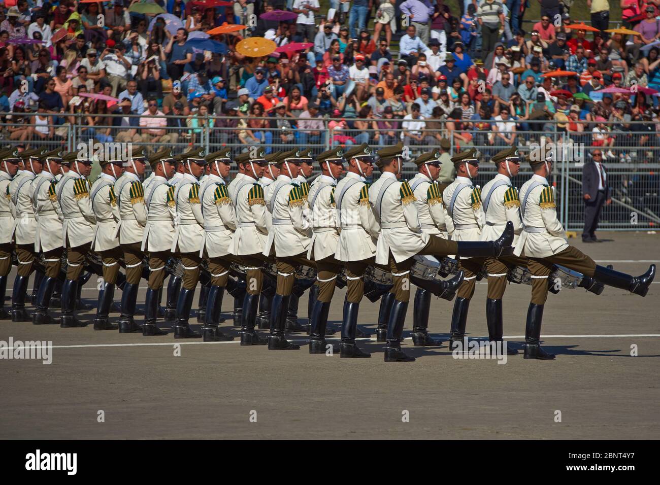 March past by the Carabinero at the annual military parade as part of ...