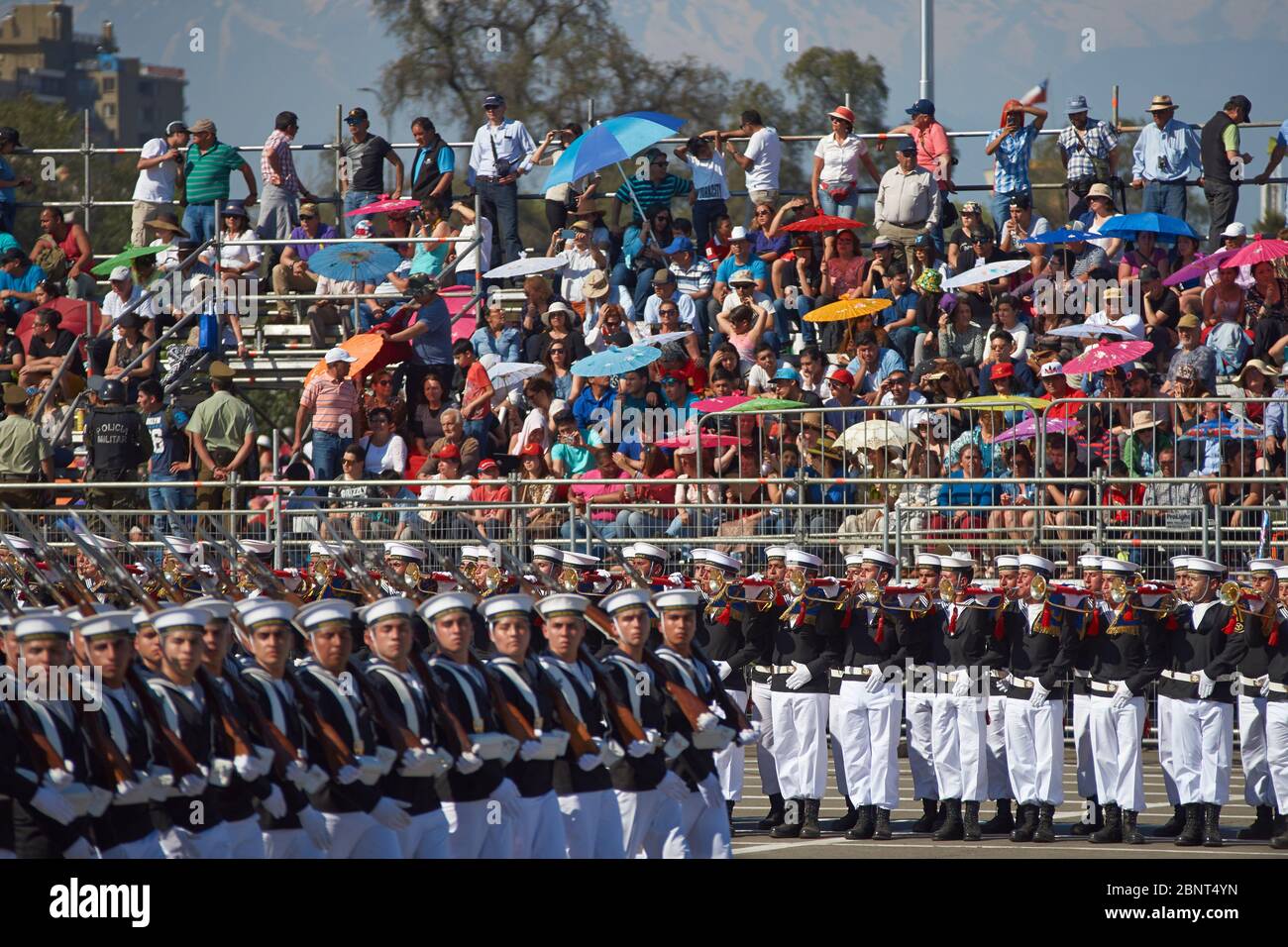 Members of the Armada de Chile march past during the annual military ...