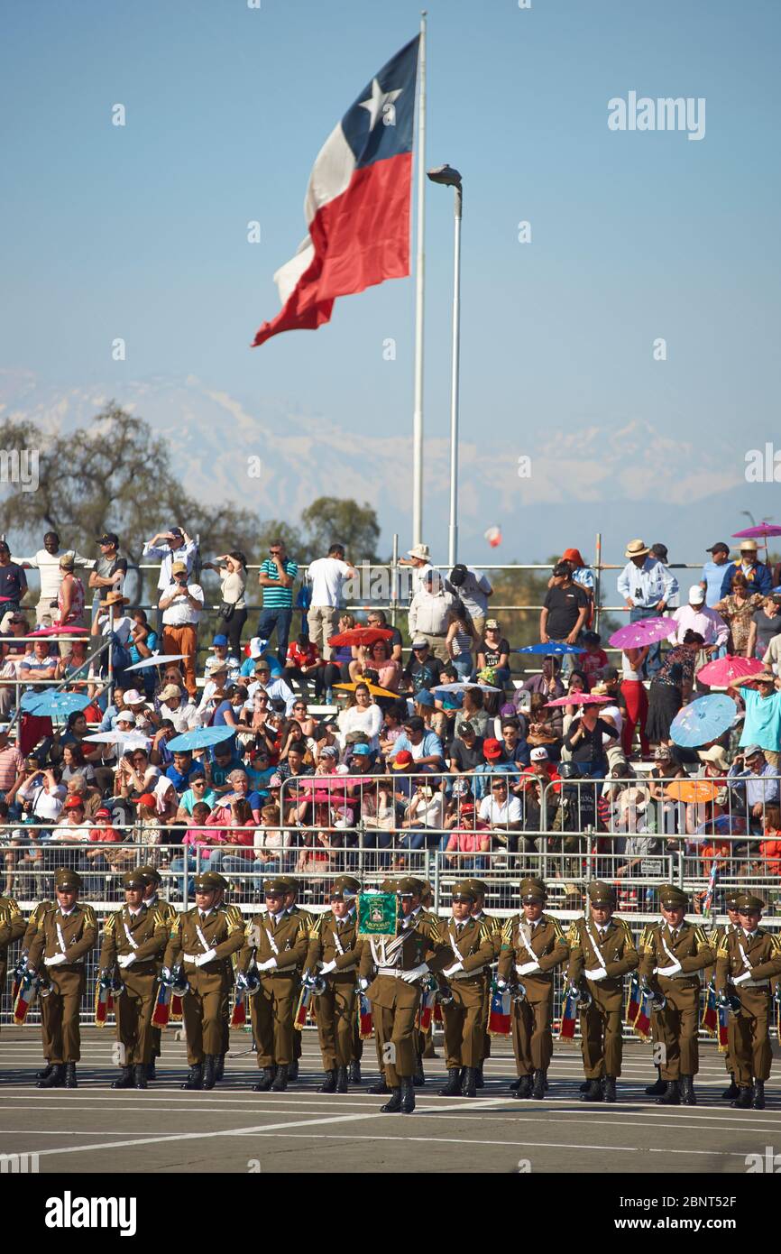 March past by the Carabinero at the annual military parade as part of ...