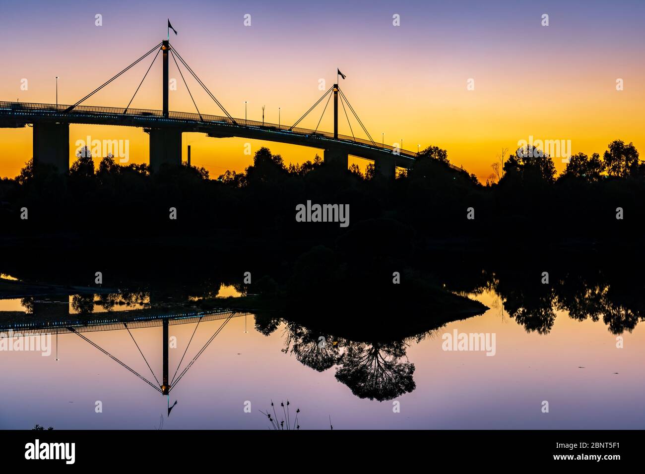 West Gate bridge at sunset as seen from the West Gate park, Melbourne ...