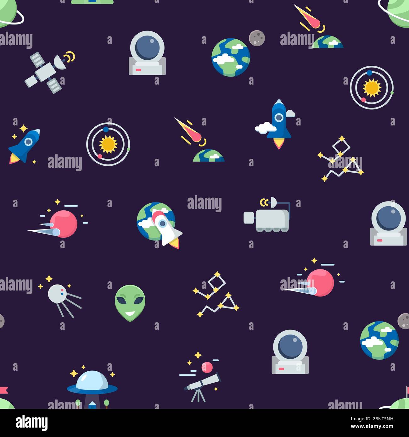 Vector flat space icons pattern or background illustration Stock Vector ...