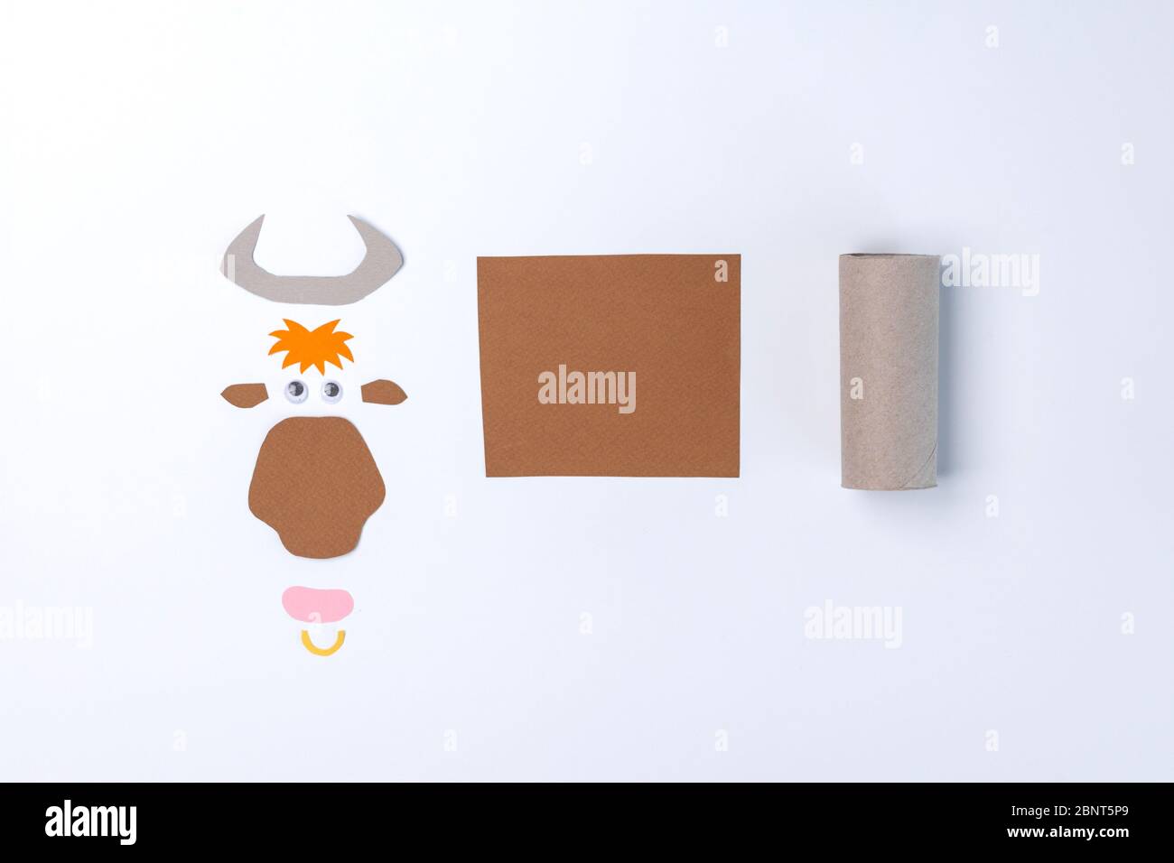 ox or bull toilet paper roll craft concept for kid and kindergarten ...
