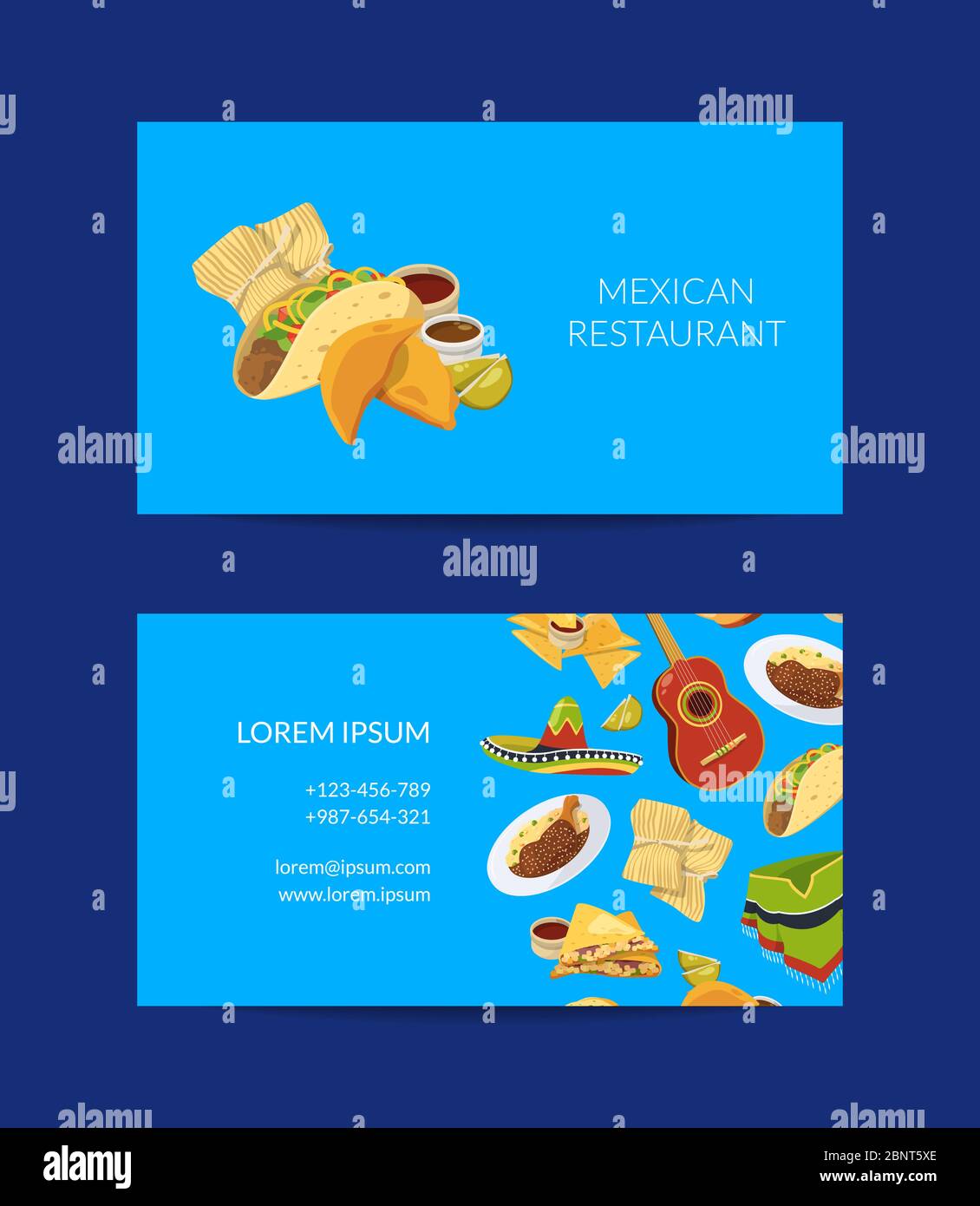 Vector cartoon mexican food business card template Stock Vector Image ...