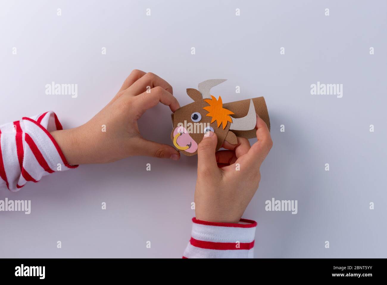 ox or bull toilet paper roll craft concept for kid and kindergarten ...