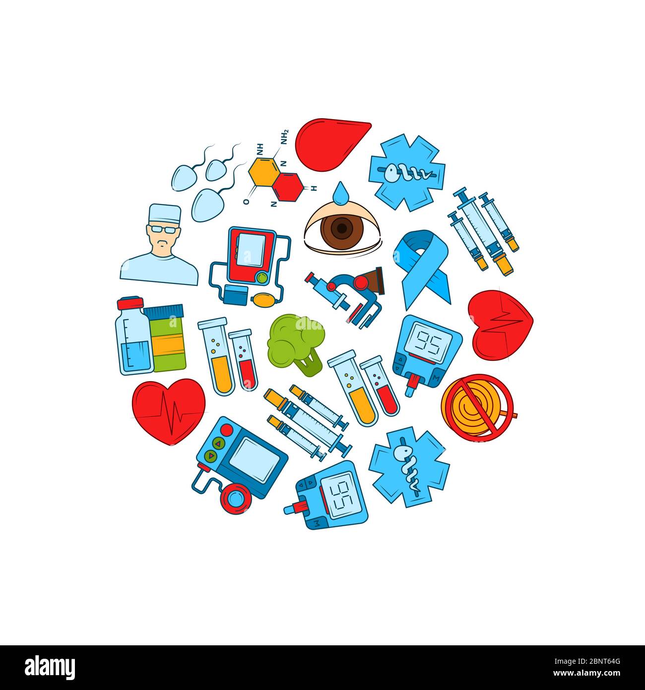 Vector colored diabetes icons in circle shape illustration Stock Vector ...