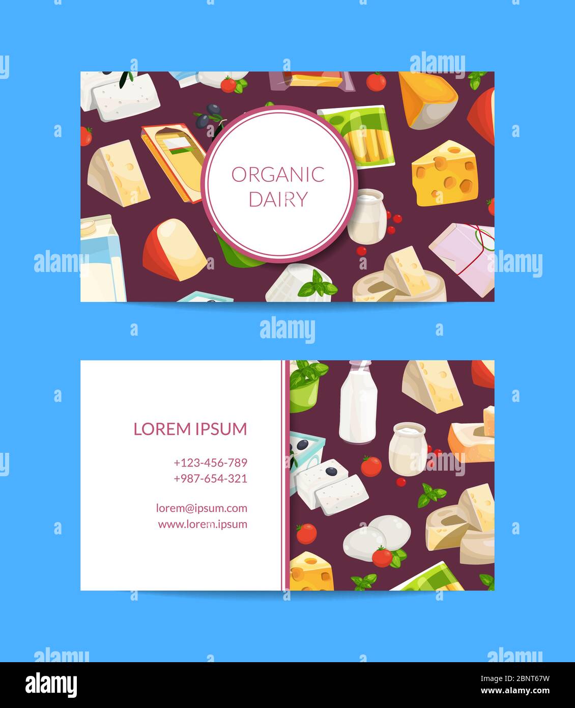 Vector cartoon milk and cheese business card template Stock Vector ...