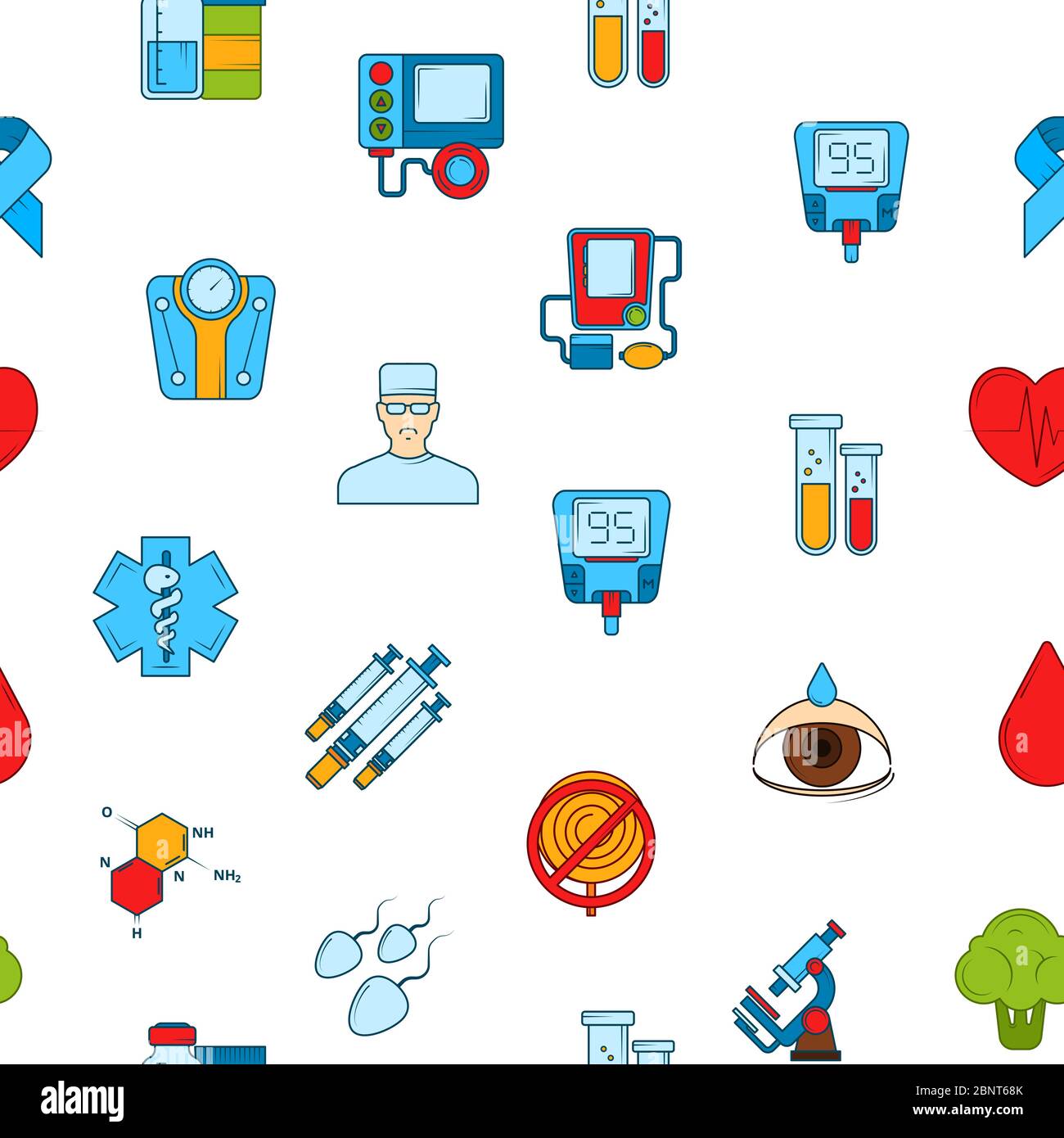 Vector colored diabetes icons pattern or background illustration Stock ...