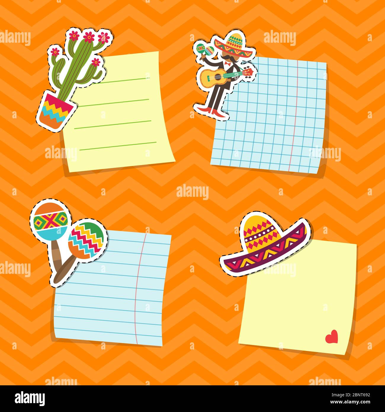 Vector flat Mexico attributes stickers set illustration Stock Vector ...