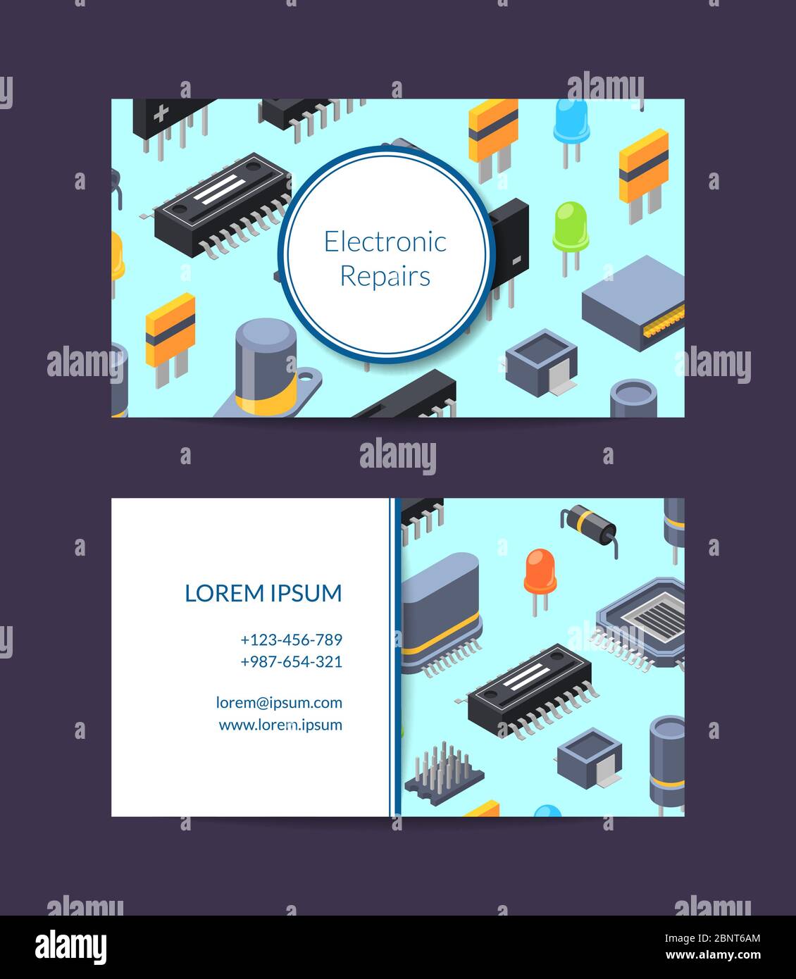 Vector microchips and electronic card repair service illustration Stock ...