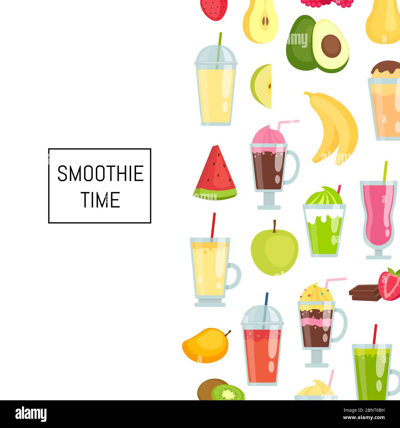 Vector flat smoothie elements background banner poster Stock Vector ...